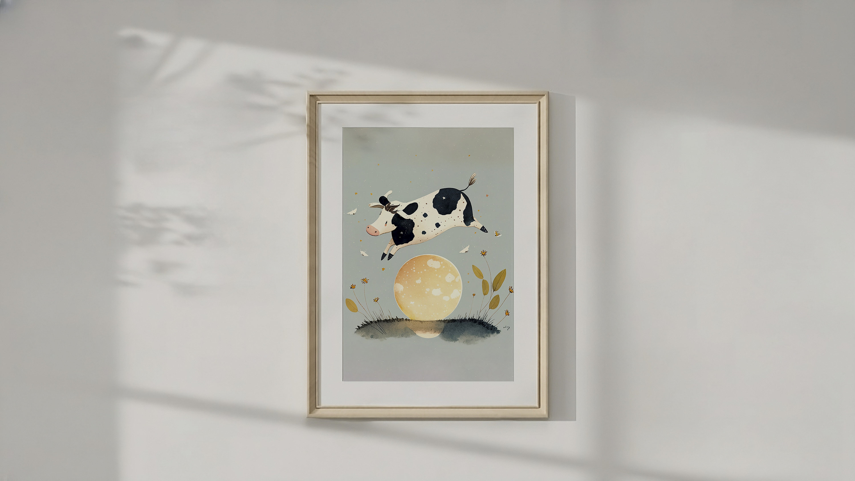 Cow Jumping Over the Moon Nursery Art,digital Art,gender Neutral Baby ...