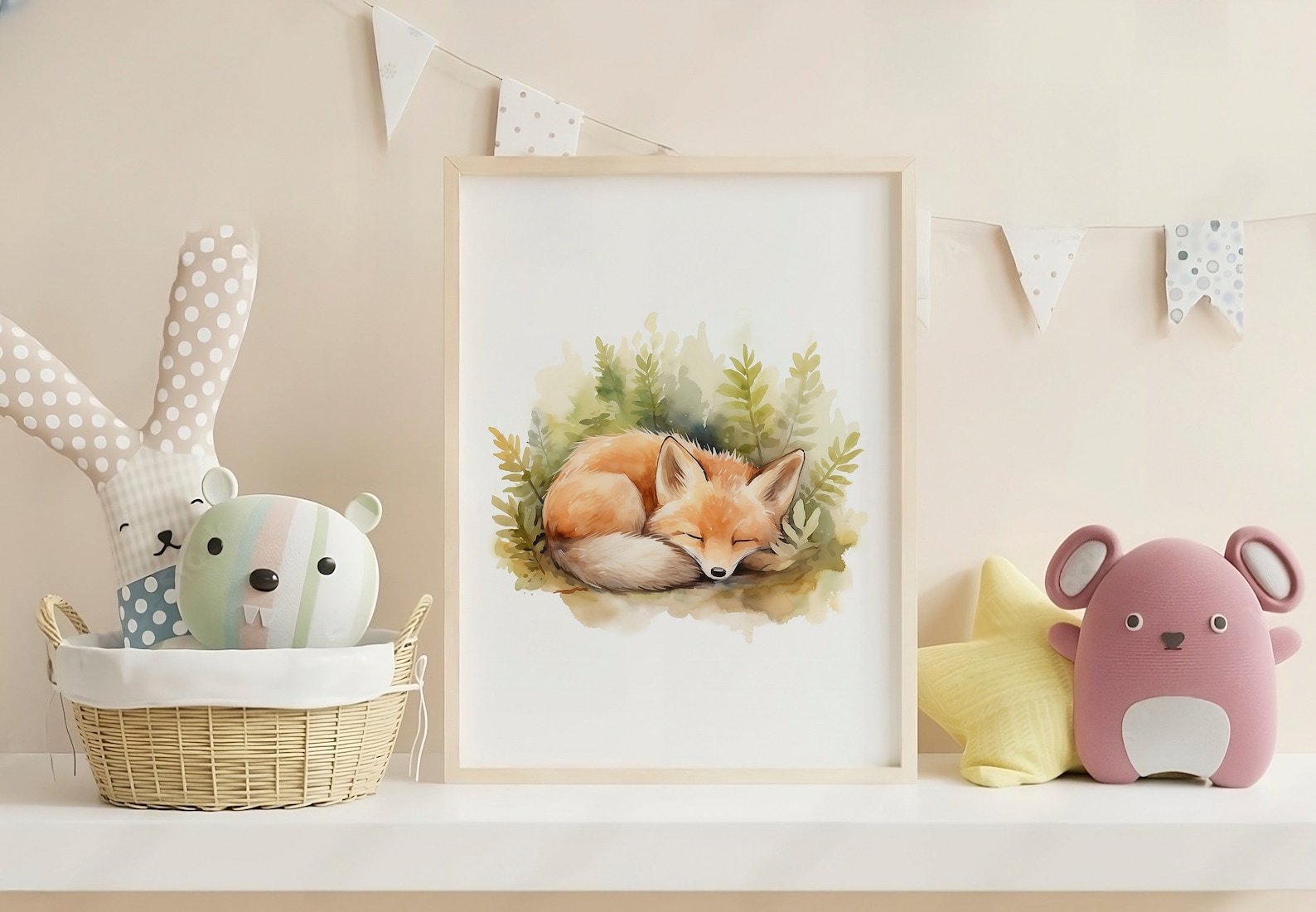 Fox Sleeping Watercolor Painting,good Night Kids Art,digital Download ...