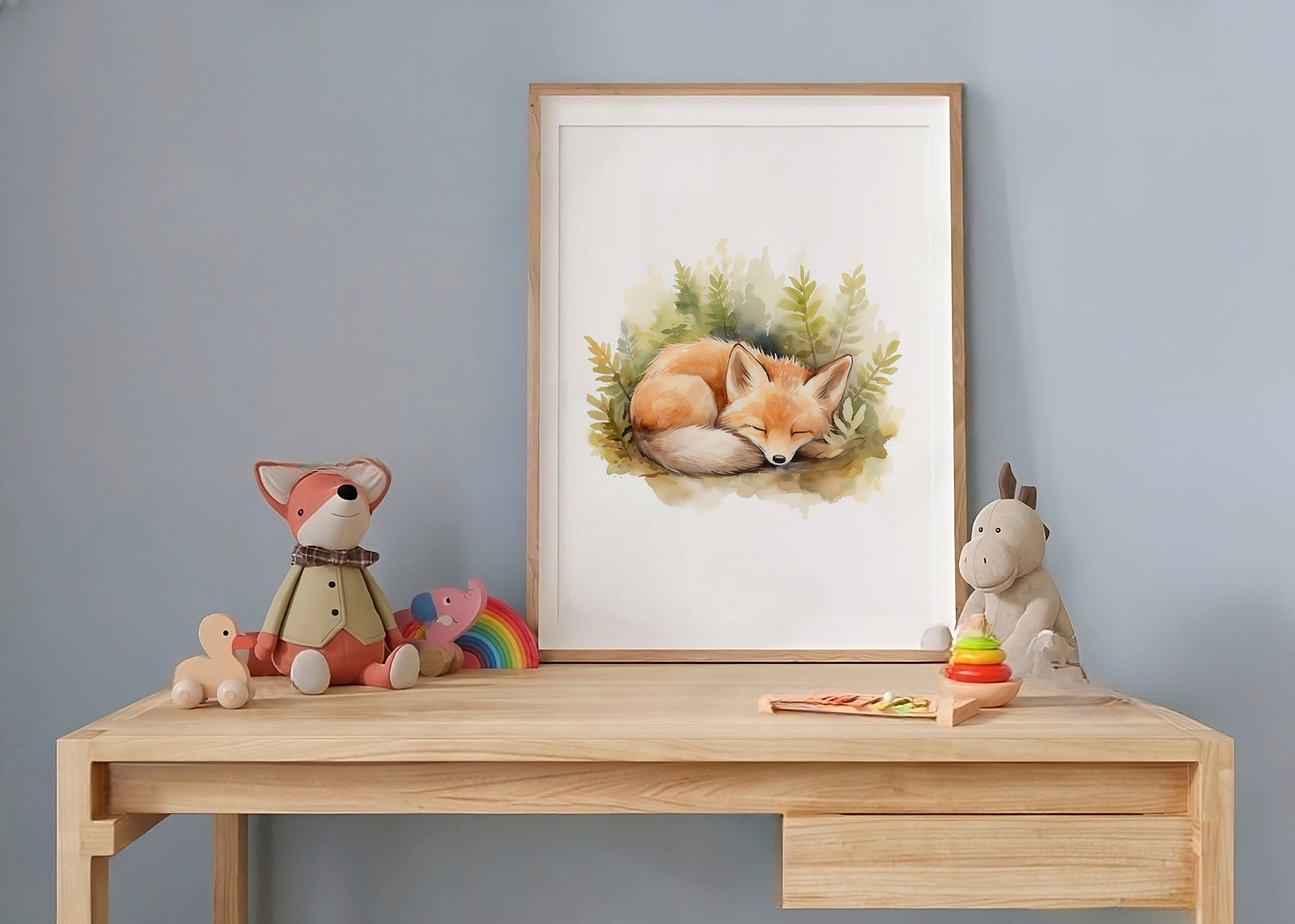 Fox Sleeping Watercolor Painting,good Night Kids Art,digital Download ...