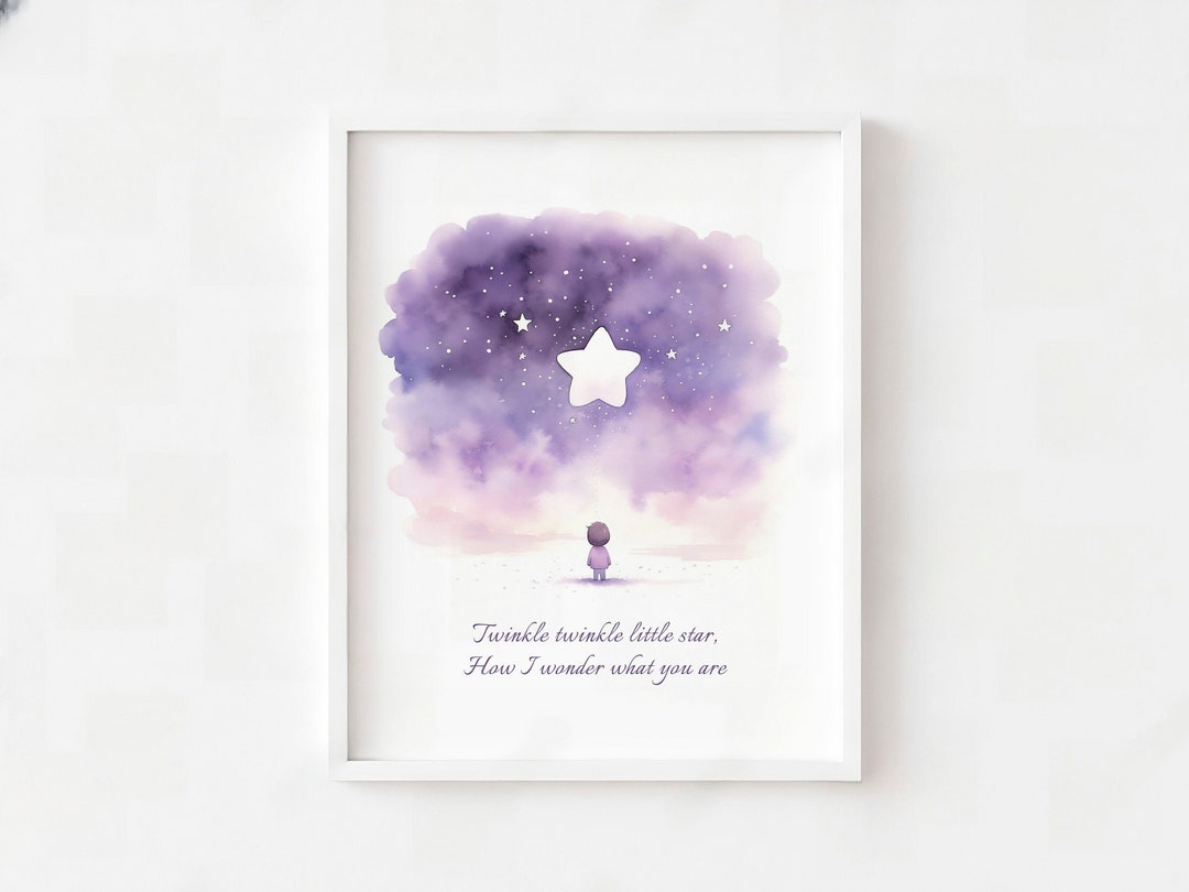 Twinkle Little Star Watercolor Art,painting With Lyrics,sky and Child ...