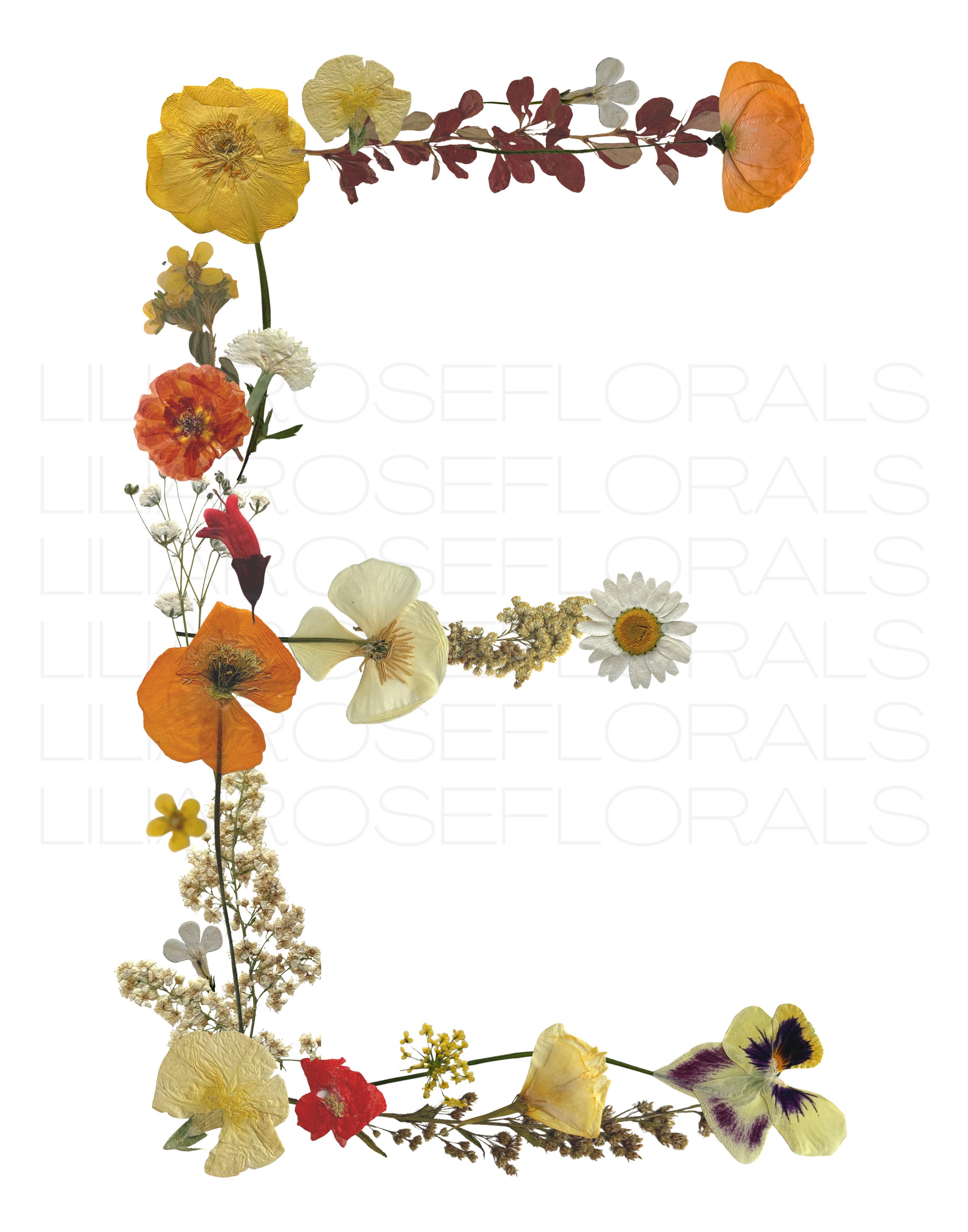 Pressed Flower Letter Art print Nursery Name Art, Nursery Decor for ...