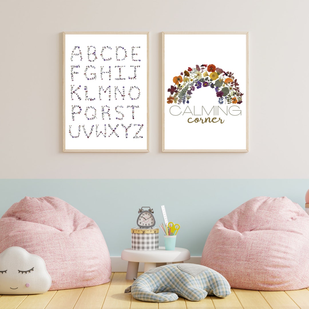 Alphabet Poster Pressed Flowers (digital Download) Decor for Baby Room ...