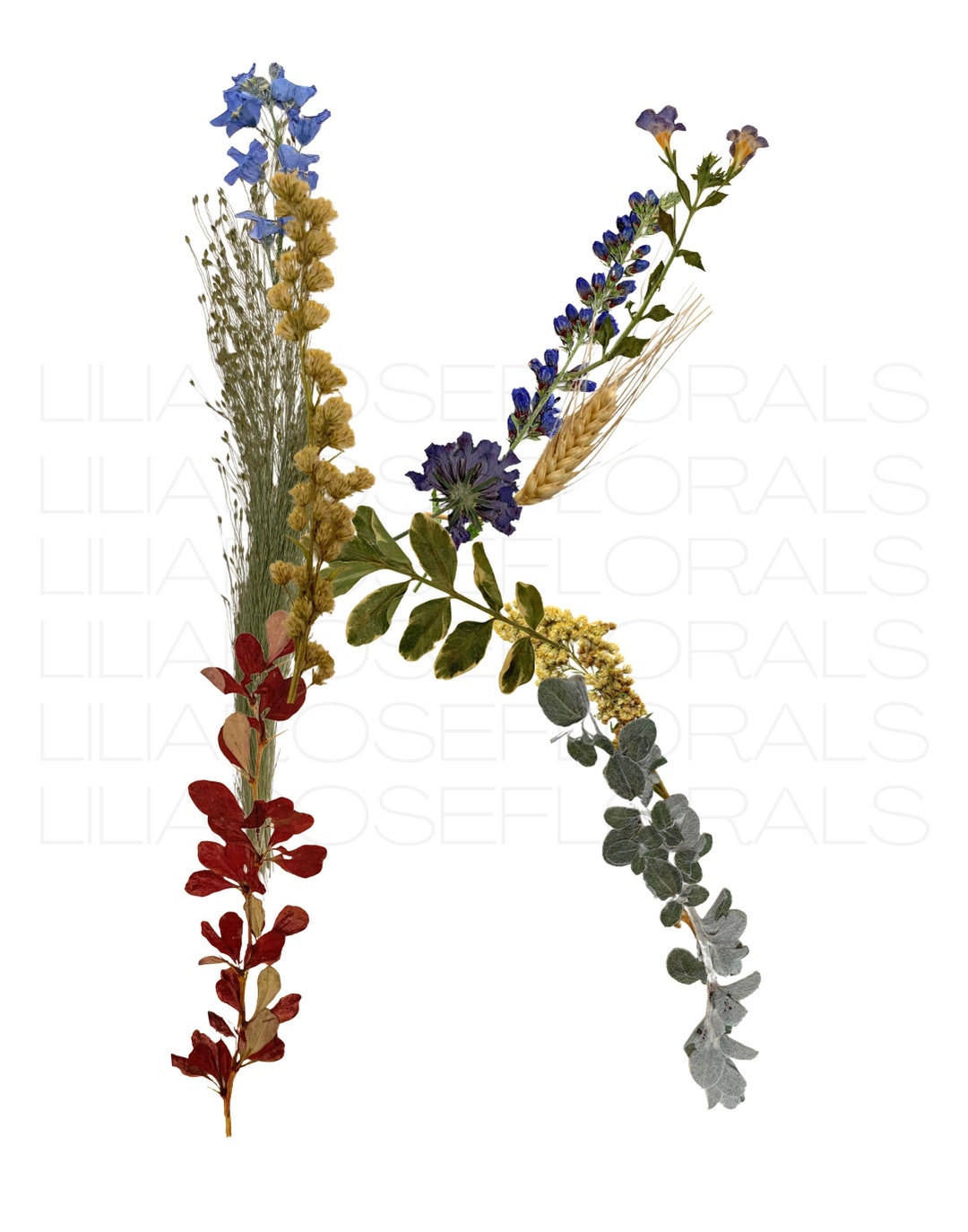 Pressed Flower Letter Art digital Download Nursery Decor for Baby Room ...