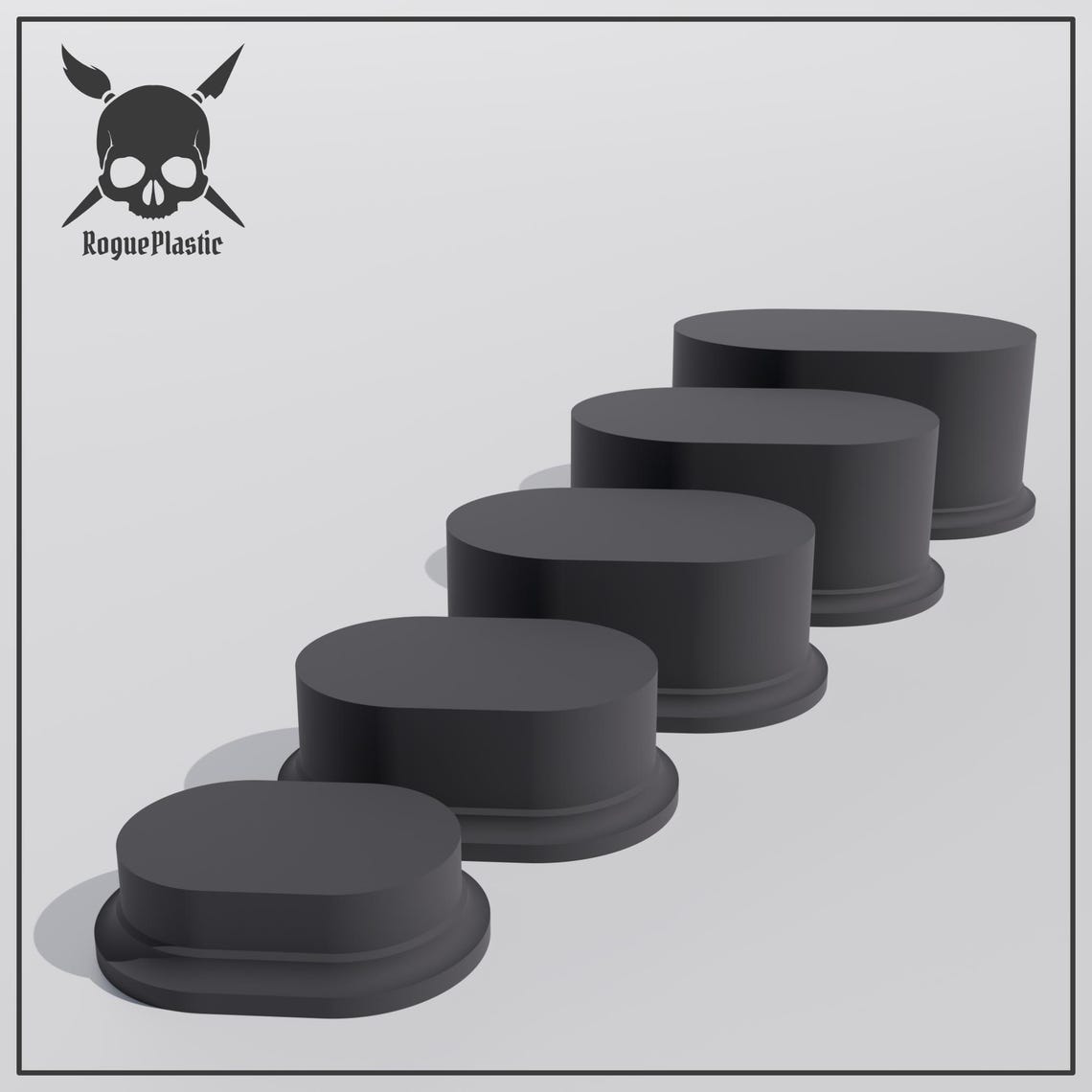 Rounded Rectangle Base Elevated Display Stands Plinths for Miniatures ...