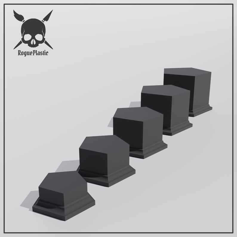 Pentagon Base Elevated Display Stands Plinths for Miniatures & Scale ...