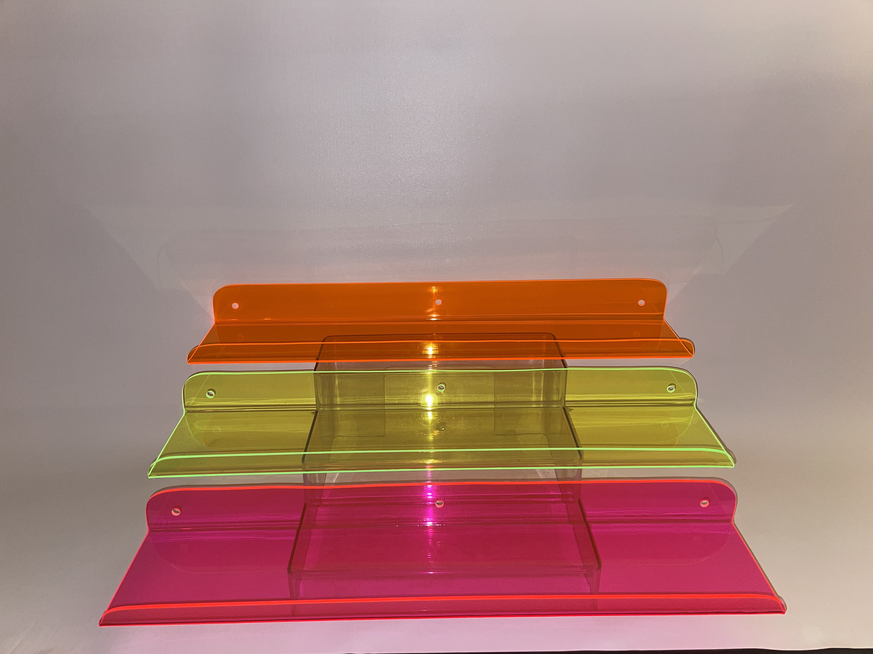 Uv Reactive Neon Acrylic 3 Shelf Set Colors: Neon Pink, Neon Green ...