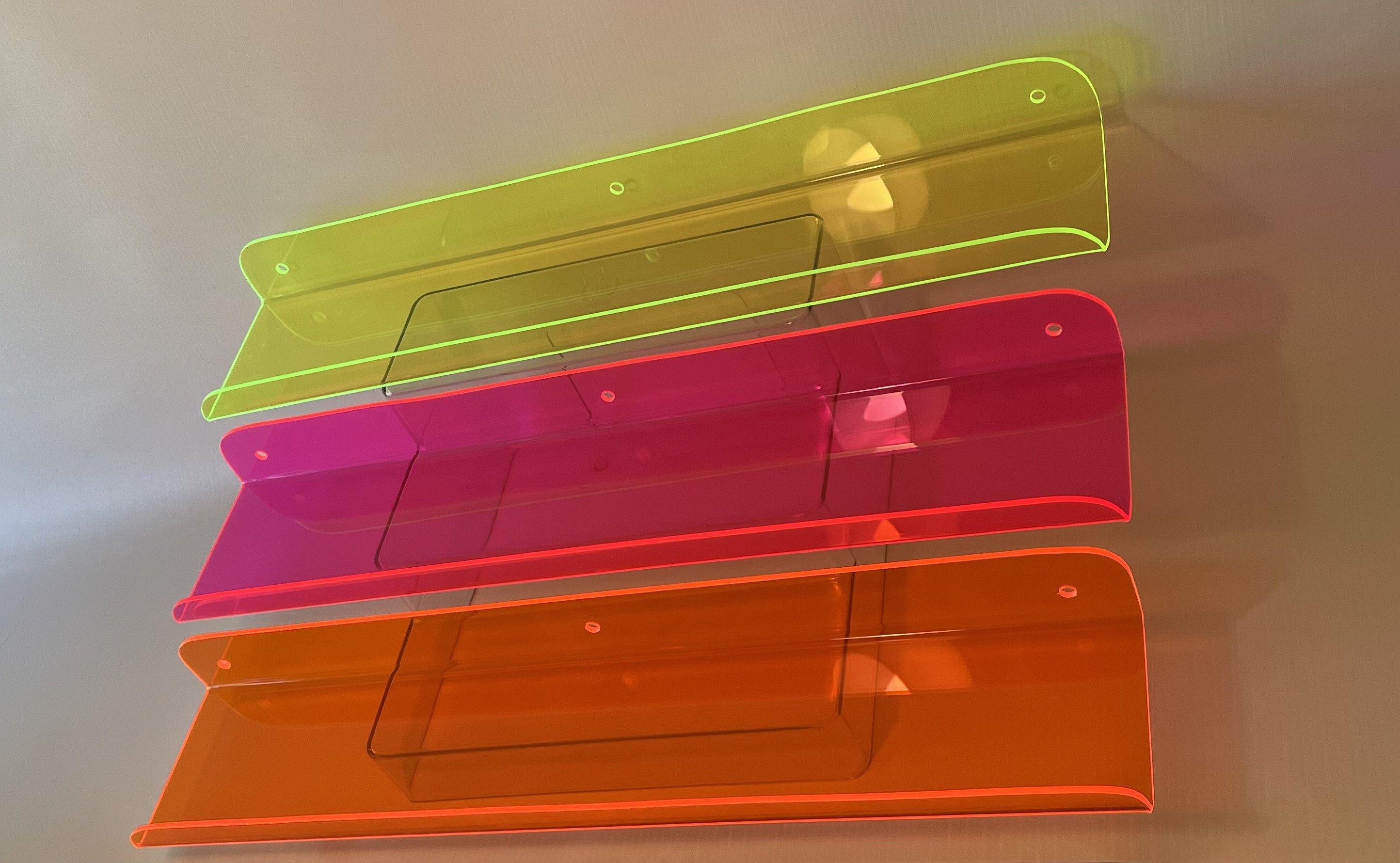 Uv Reactive Neon Acrylic 3 Shelf Set Colors: Neon Pink, Neon Green ...