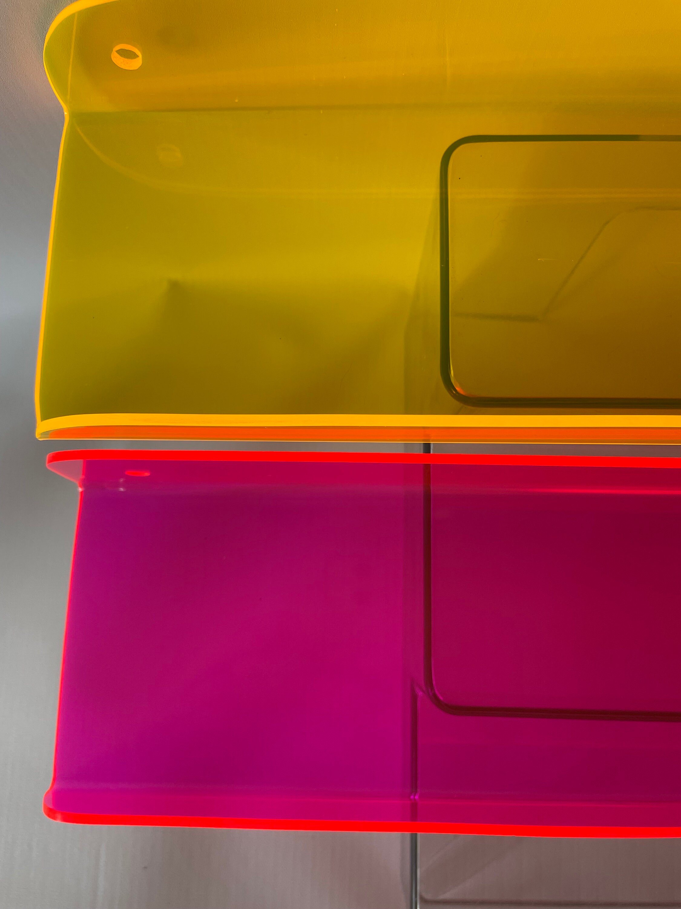 Neon Pink and Neon Yellow Acrylic Shelf Set Duo 2 Modular Style Shelves ...