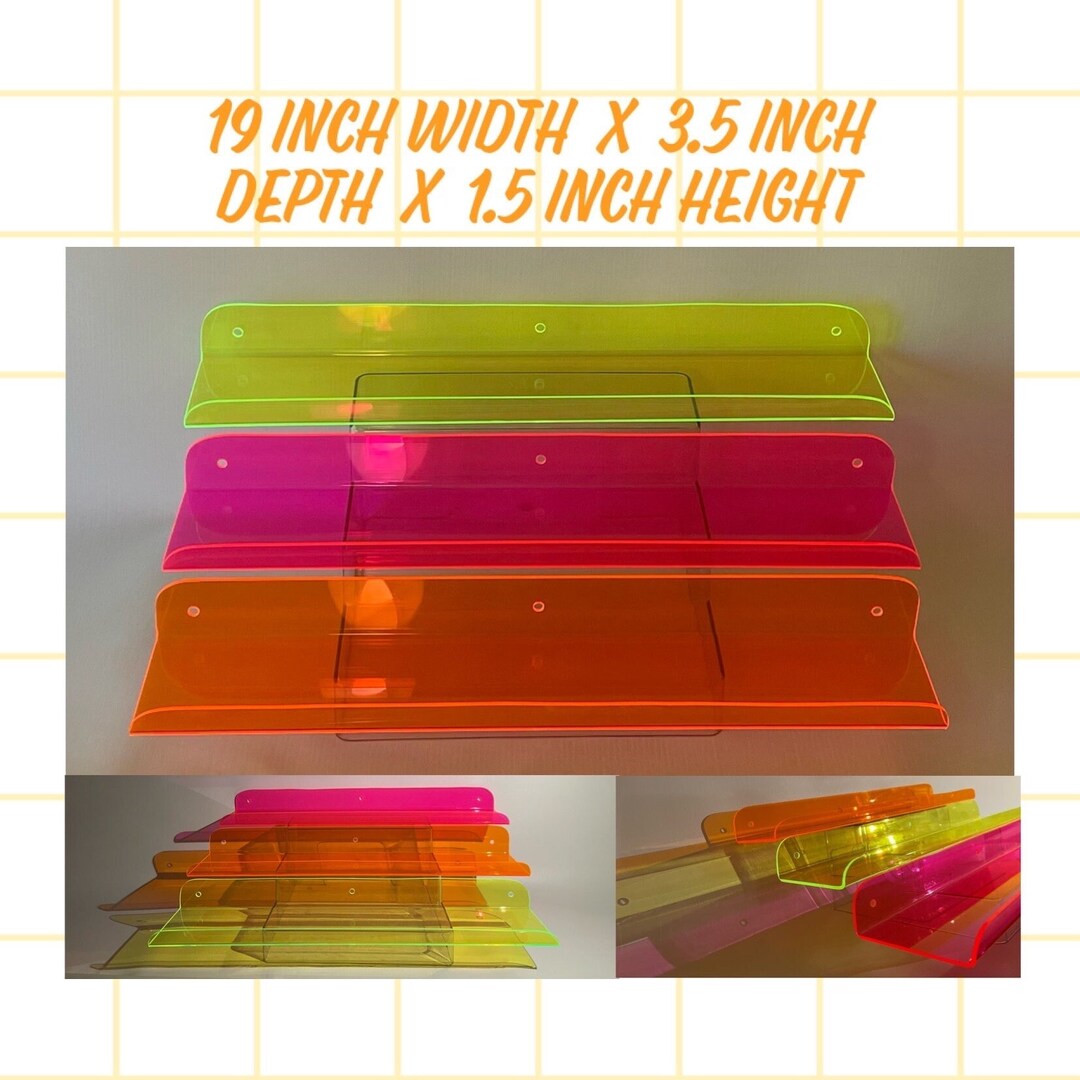 Uv Reactive Neon Acrylic 3 Shelf Set Colors: Neon Pink, Neon Green ...