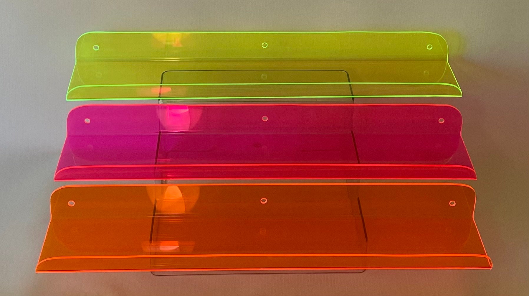 Uv Reactive Neon Acrylic 3 Shelf Set Colors: Neon Pink, Neon Green ...