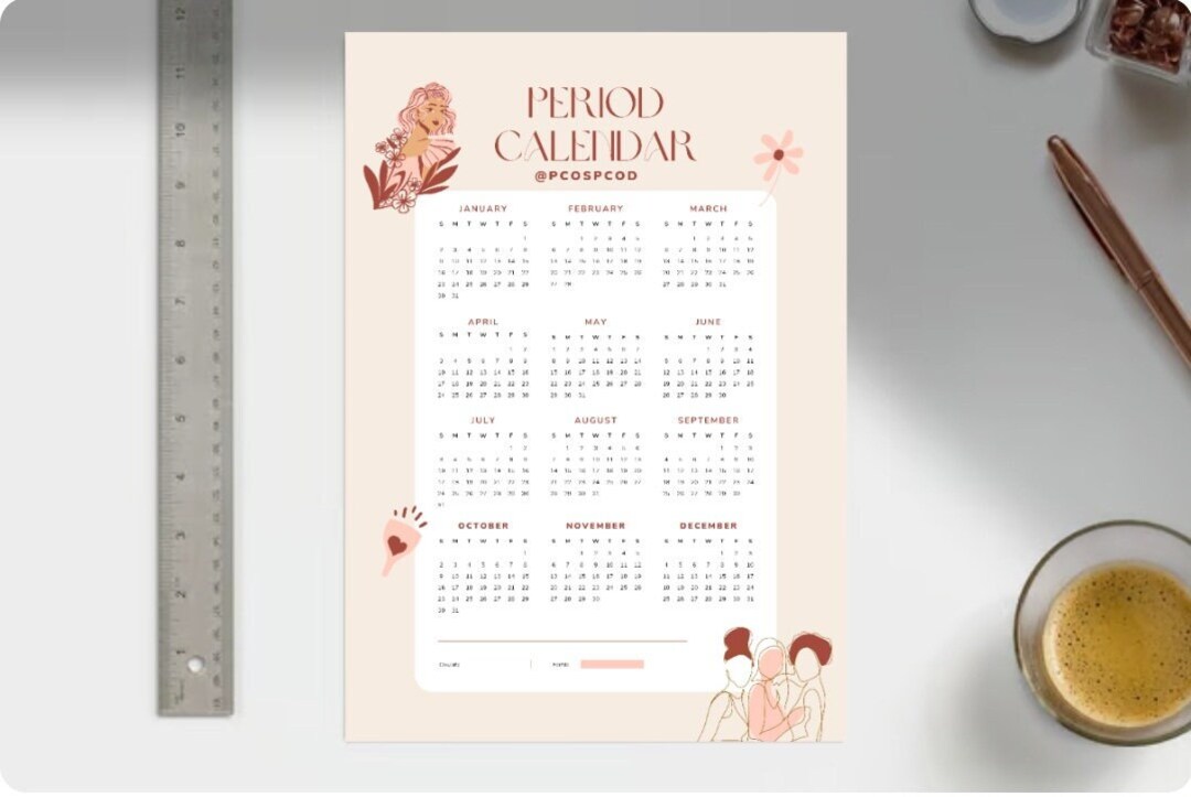 Period Calendar Yearly Health Planner for PCOS Warriors - Etsy