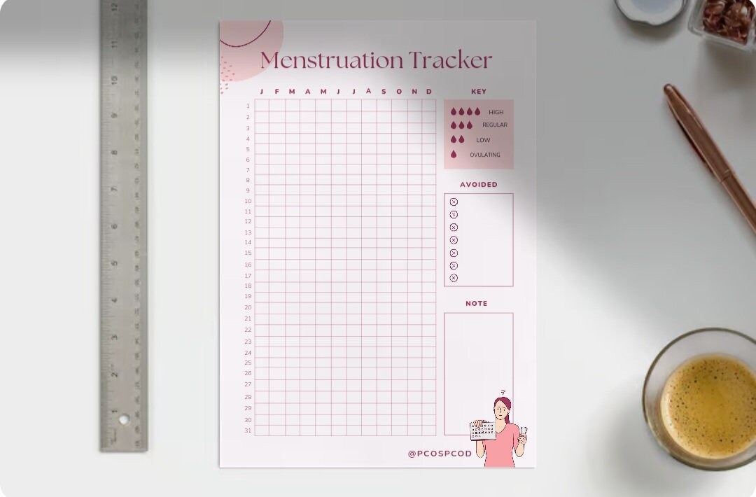 Period Calendar, Yearly Health Planner for My PCOS Girlies - Etsy