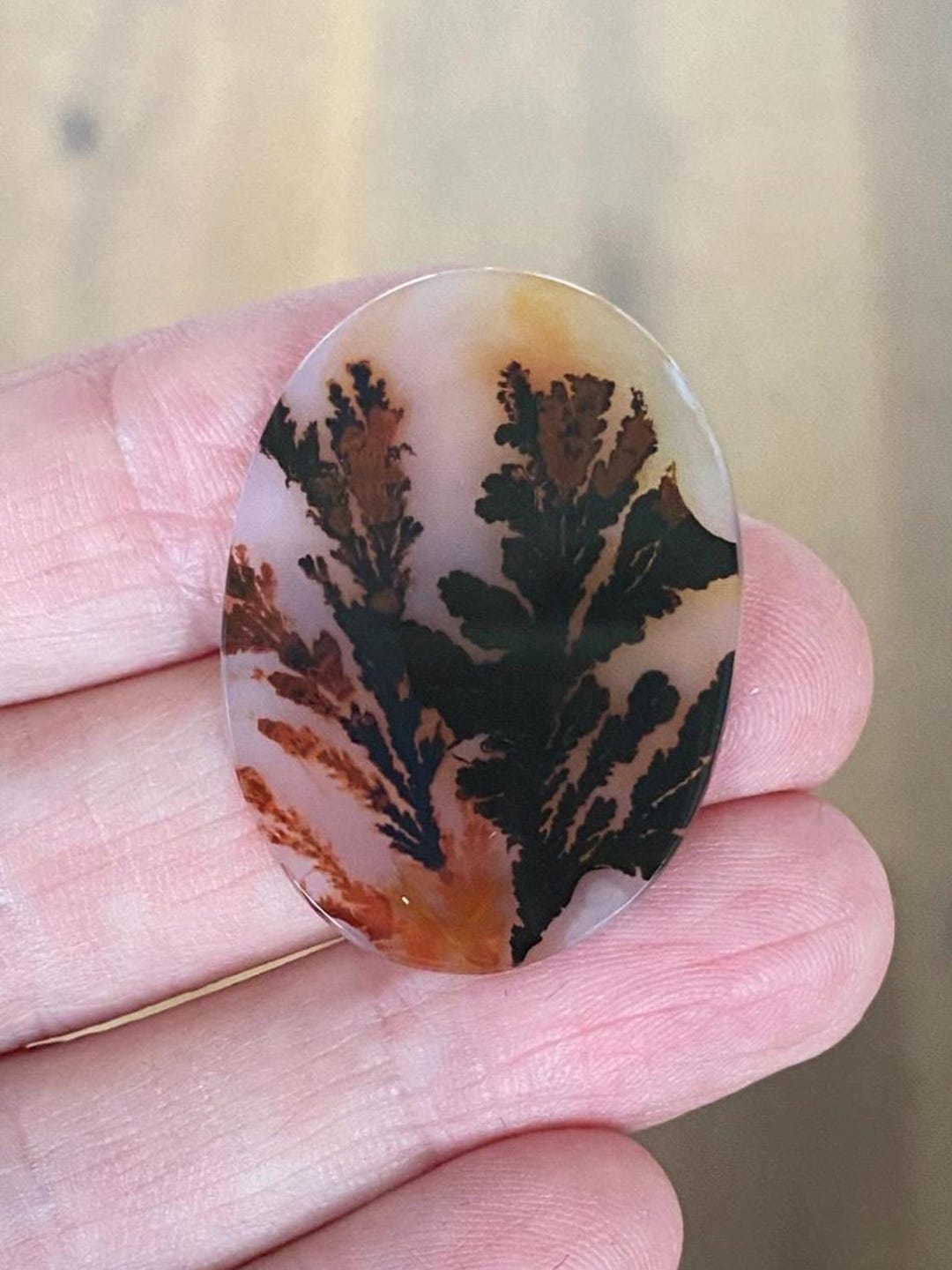 Dendritic Agate, Orange and Red Fall Scene, Oval Cabochon, 33x25 Mm - Etsy