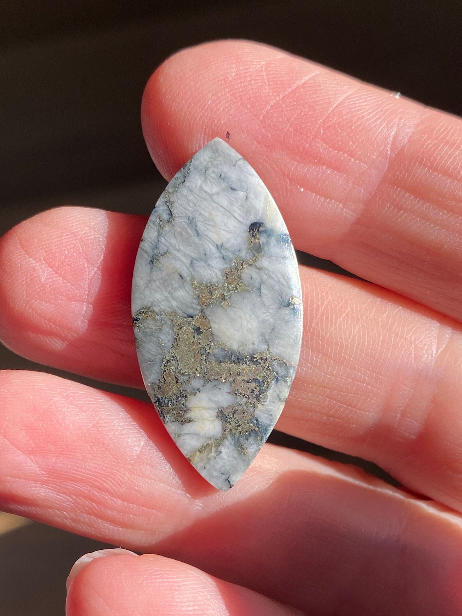 Josephine's Crown Quartz With Pyrite Natural American Cabochon 34x16mm ...
