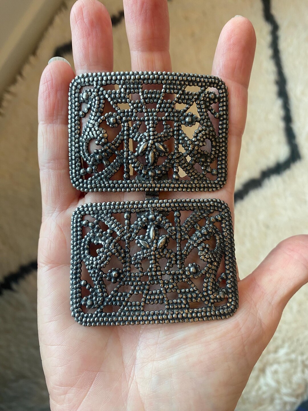 Matching Pair Vintage Victorian Cut Steel Shoe Buckles, Clips, 2.3x1.5 ...
