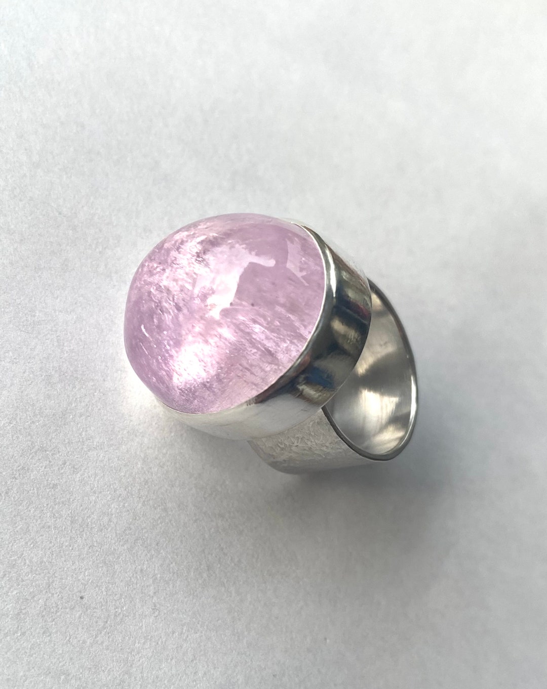 Kunzite Gemstone Pink With Dreamy Inclusions Set in Hand-fabricated ...