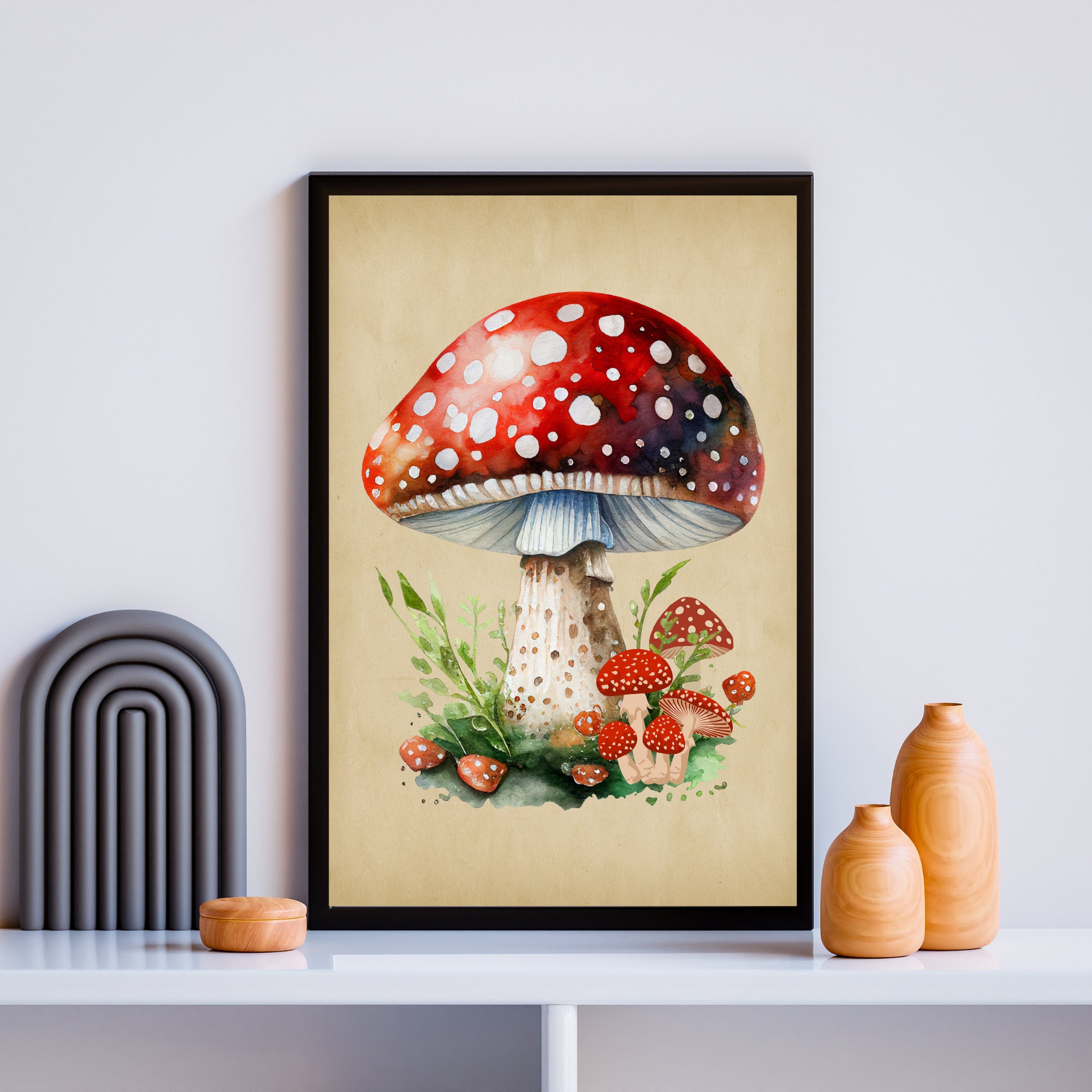 Mushroom Print Boho Gallery Wall Art, Cottagecore Printable Art, Fungi ...