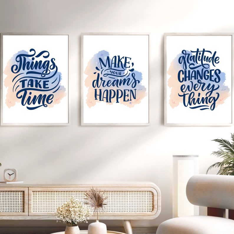 Set of 3 Positive Quote Printable Counselor Wall Art Psychology Quote ...