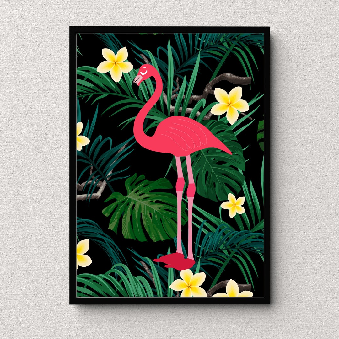 Pink Flamingo Tropical Flamingo Poster Jungle Posters Botanical Art ...
