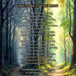 Inspirational Poem Art Print: the Fork in the Road, Faith & Guidance ...