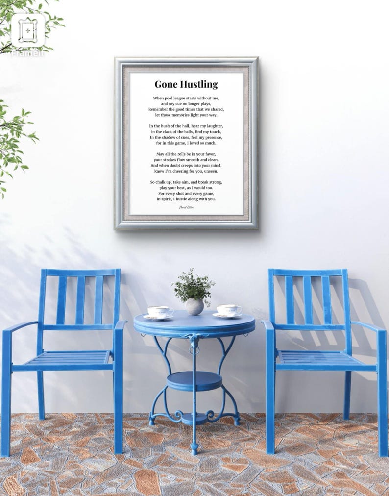 Gone Hustling Poem Digital Download | Memorial Pool Player Gift ...