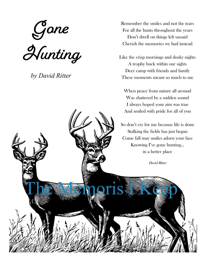 Gone Hunting Memorial Poem: Hunter Tribute Keepsake (digital Download ...