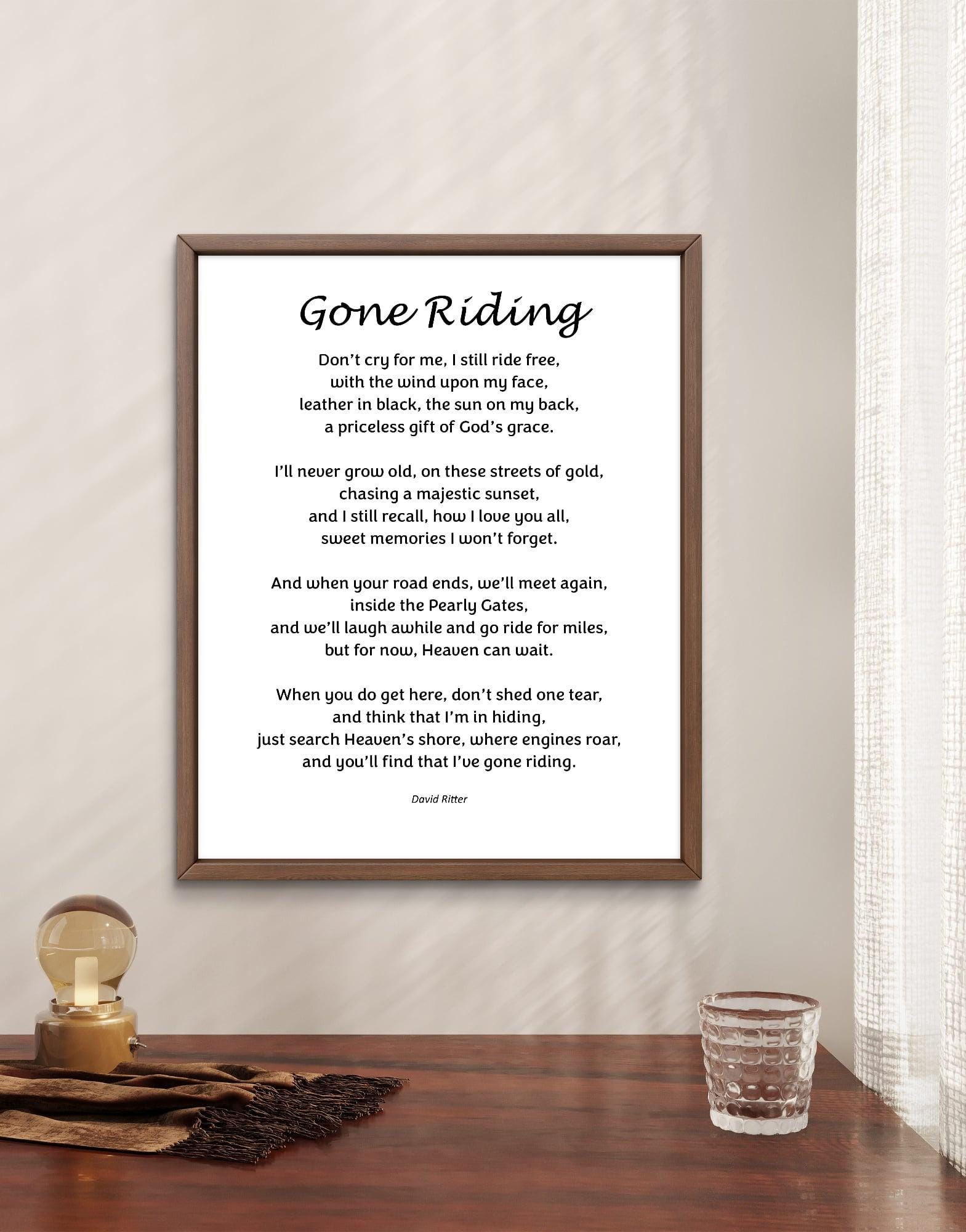 Gone Riding Memorial Poem - Digital Download Tribute for Bikers ...