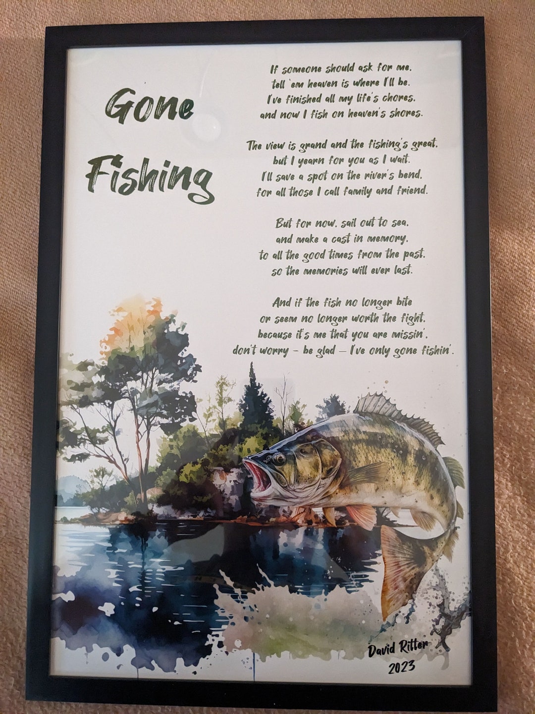 Gone Fishing or Gone Hunting in Heaven Poem Print 11x17 Memorial Gift ...