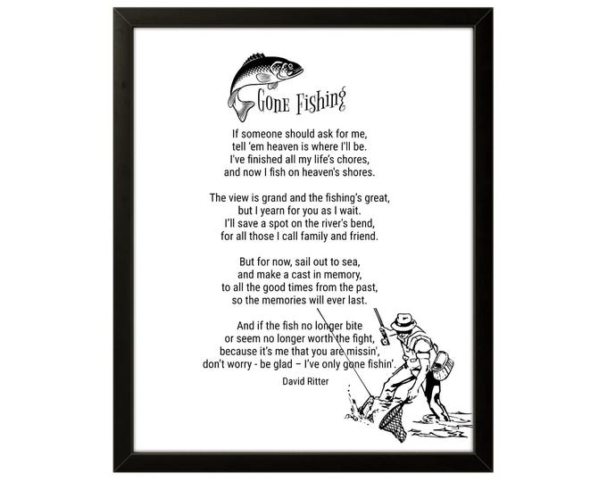 Gone Fishing Poem Printable Memorial Download by David Ritter, Digital ...