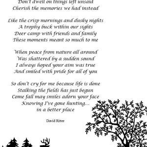 Gone Hunting Memorial Poem: Hunter Tribute Art (digital Download) - Etsy