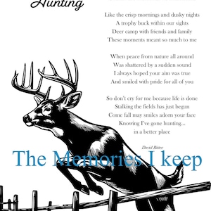 Gone Hunting: A Heartfelt Memorial Poem, Printable Tribute for Hunters ...