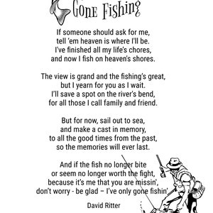 Gone Fishing Memorial Poem Print: Angler Remembrance Gift - Etsy
