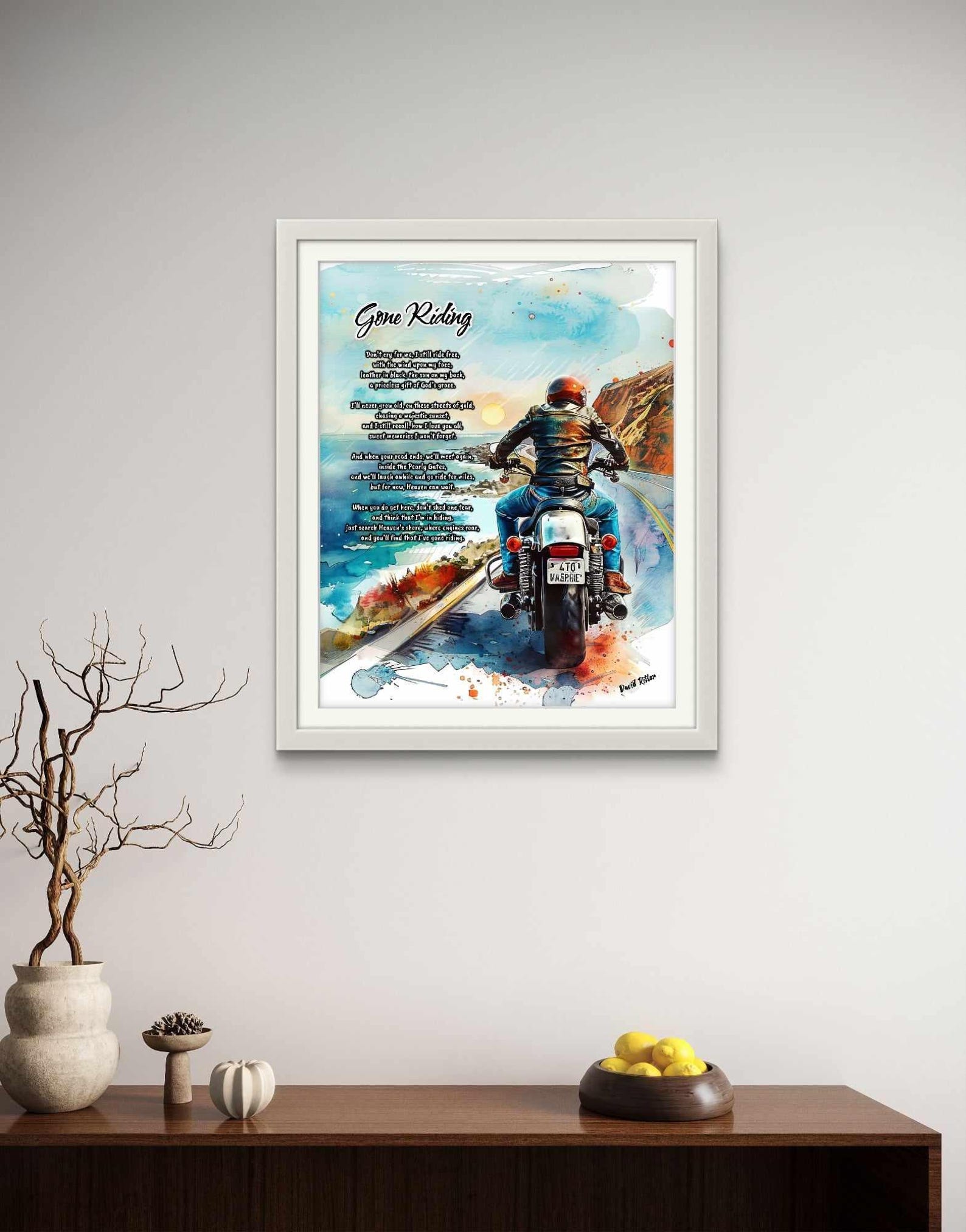 Biker Memorial Poem Art Print: "gone Riding" Sympathy Gift (digital ...