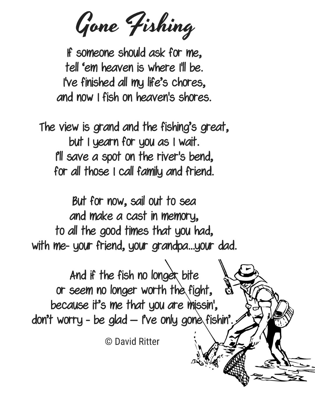 Gone Fishing Original Poetry Print Digital Download David - Etsy UK