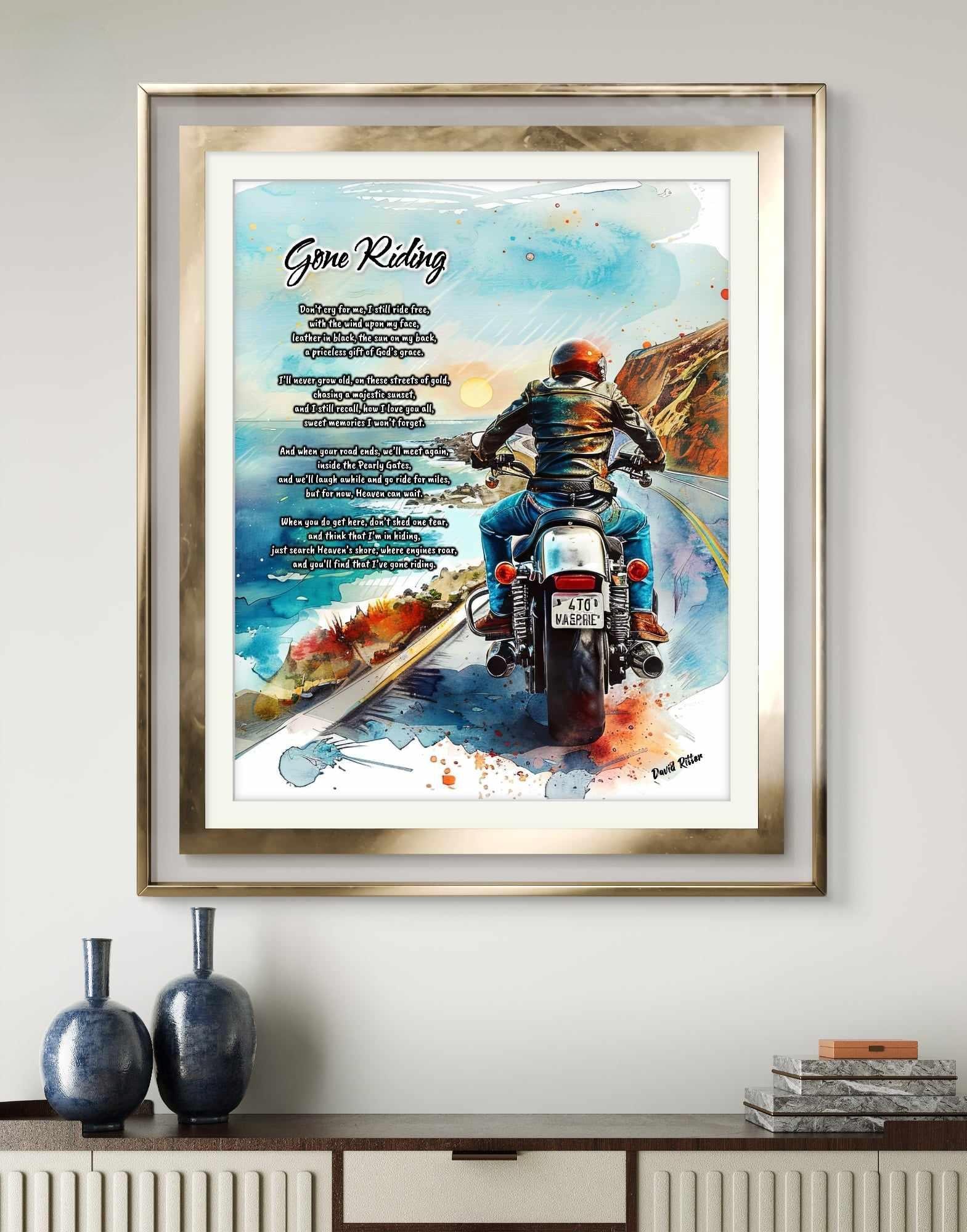Biker Memorial Poem Art Print: "gone Riding" Sympathy Gift (digital ...