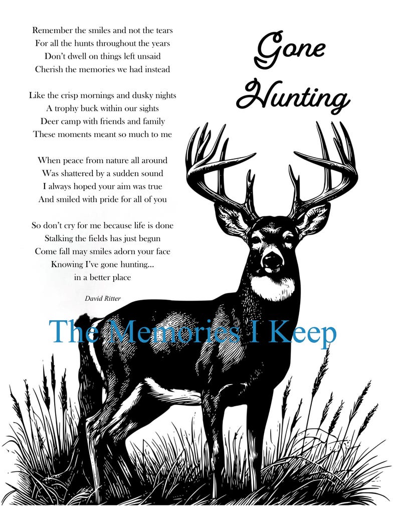 Hunter Memorial Poem Print: "gone Hunting" Tribute (digital Download ...