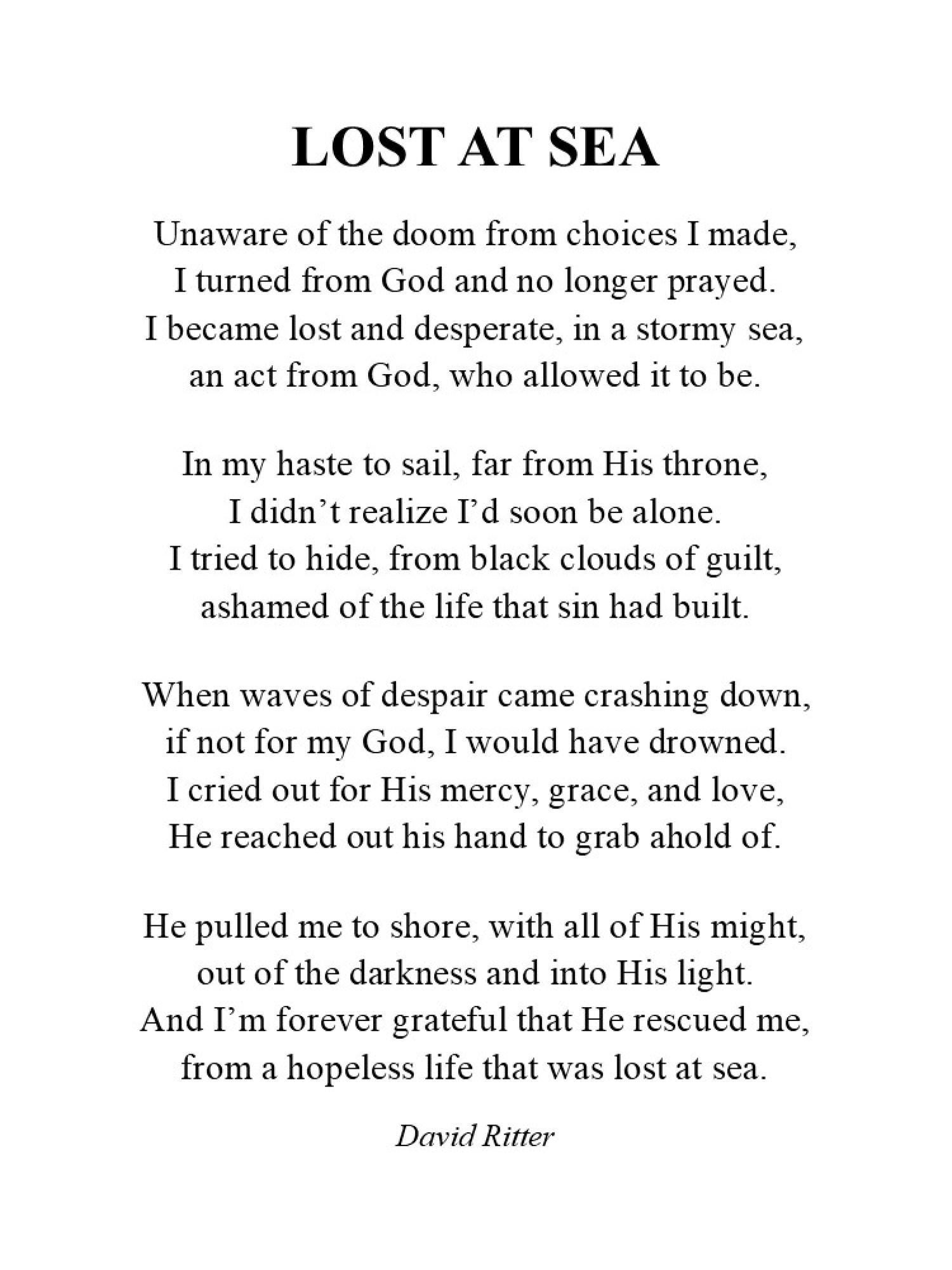 Lost at Sea Poem Poster: Christian Gift for Grief, Recovery (18x24) - Etsy