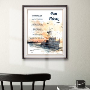 Gone Fishing Poem, Printable Funeral Tribute, Sympathy Gift, Angler ...