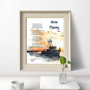 Gone Fishing Poem, Printable Funeral Tribute, Sympathy Gift, Angler ...