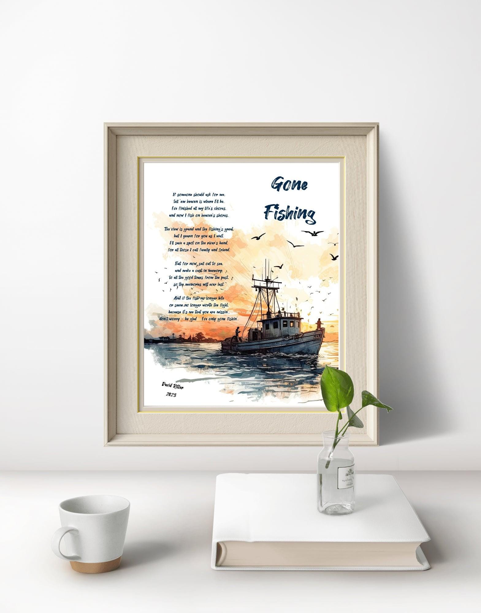 Gone Fishing Memorial Poem: Sympathy Gift, Funeral Tribute (digital ...