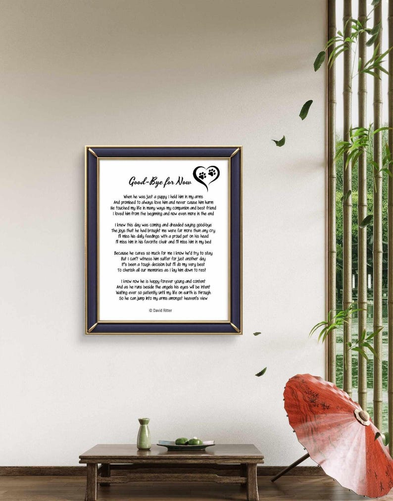 Dog Memorial Poem Print: "good-bye for Now" by David Ritter (digital ...