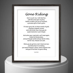 Gone Riding Memorial Poem - Digital Download Tribute for Bikers ...