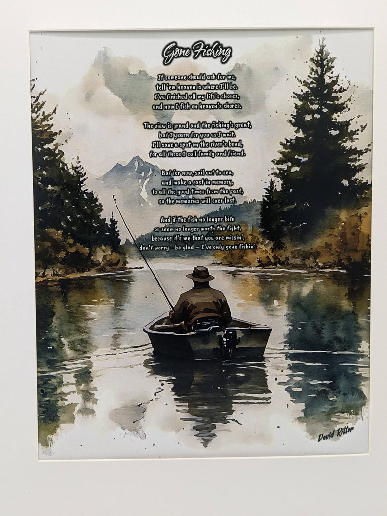 Gone Fishing Poem Print: Sympathy Gift, Fisherman Memorial Art - Etsy