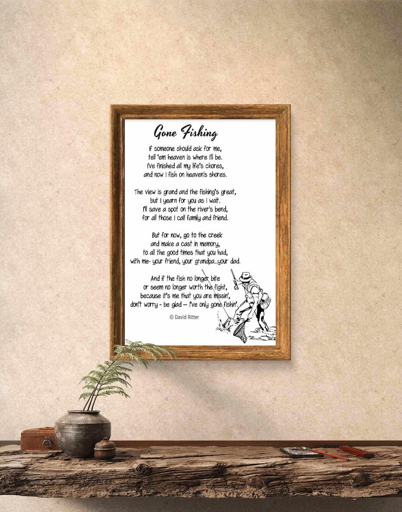 Gone Fishing Poem Print: Memorial Gift for Fisherman (digital Download ...