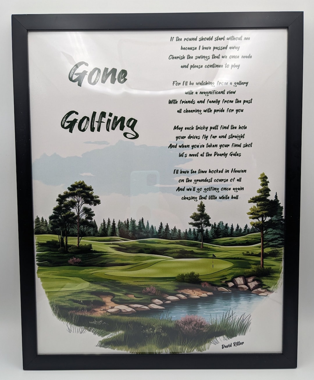 Gone Golfing Memorial Poem Print by David Ritter, Framed Tribute for ...