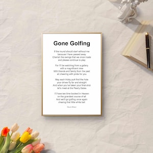 Gone Golfing Memorial Poem - Digital Download for Funeral Service ...