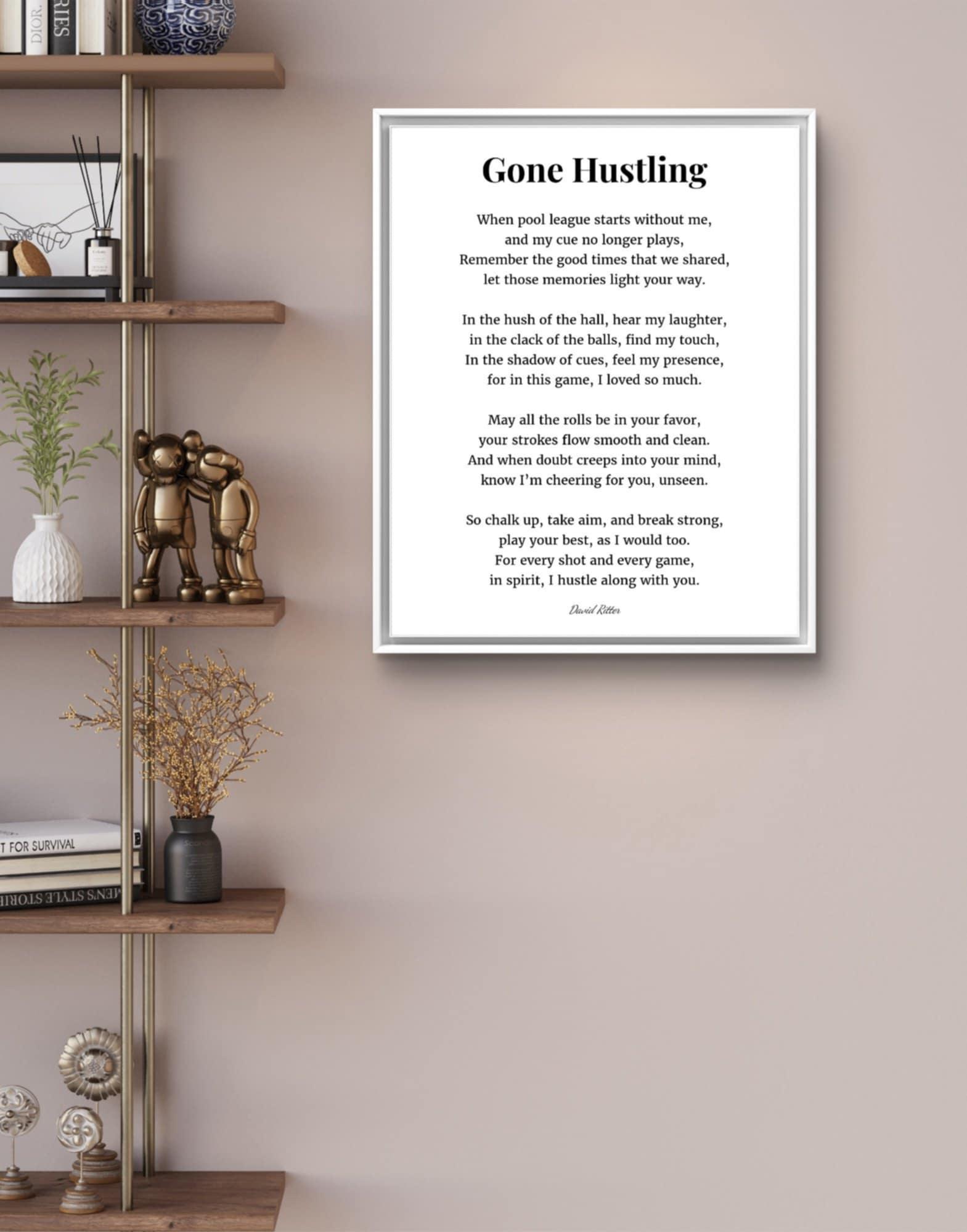 Gone Hustling Poem Digital Download | Memorial Pool Player Gift ...