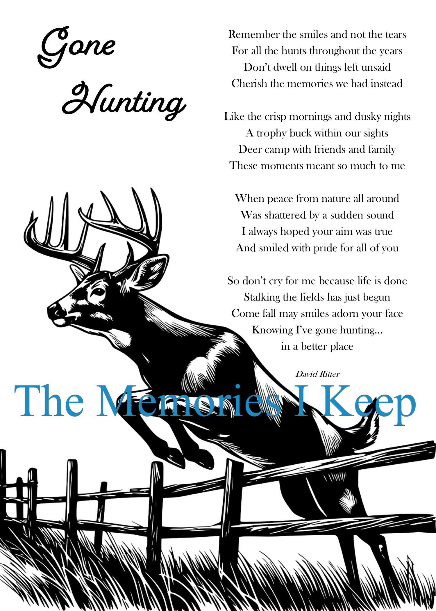 Gone Hunting: A Heartfelt Memorial Poem, Printable Tribute for Hunters ...
