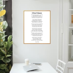 Christian Poem Print: "i Don't Know" by David Ritter (digital Download ...