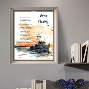 Gone Fishing Poem, Printable Funeral Tribute, Sympathy Gift, Angler ...